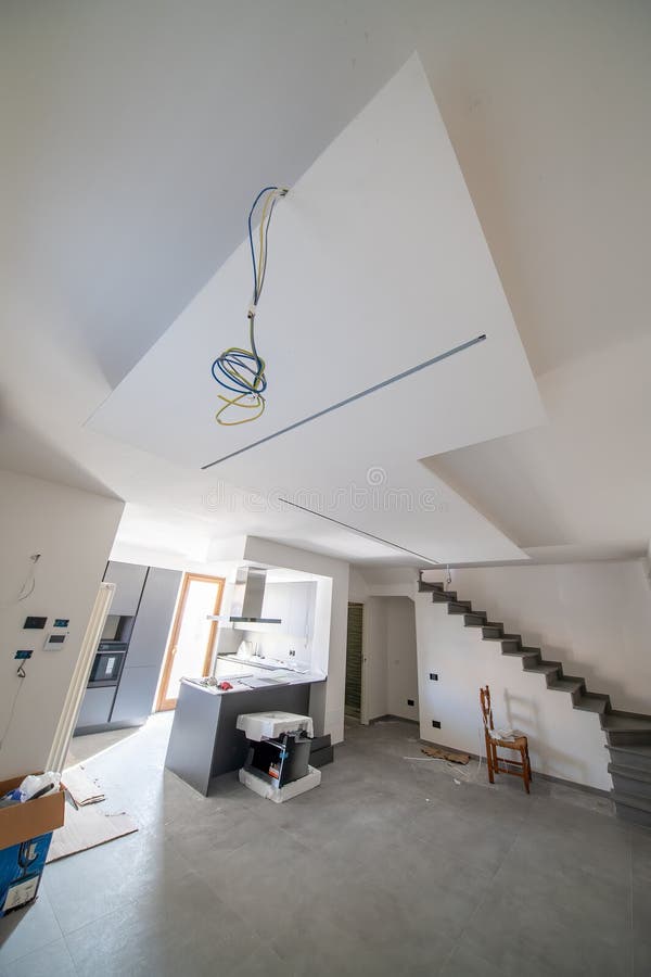 Drywall Ceiling Under Construction, Ready for Led Strips Illumination ...