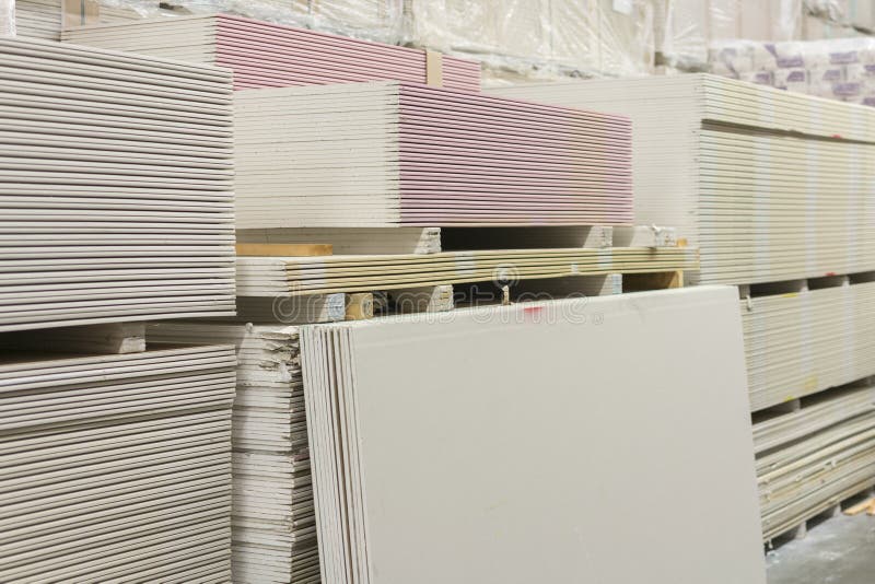 Drywall in a Hardware Store. Drywall Sheets for Repair and Construction ...
