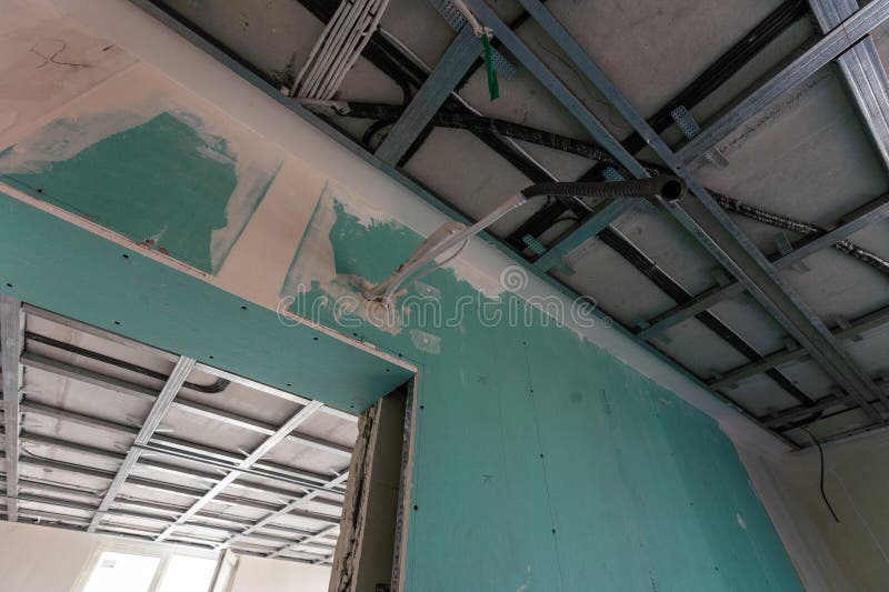 Drywall Installation Work in Progress by Construction Workers at ...