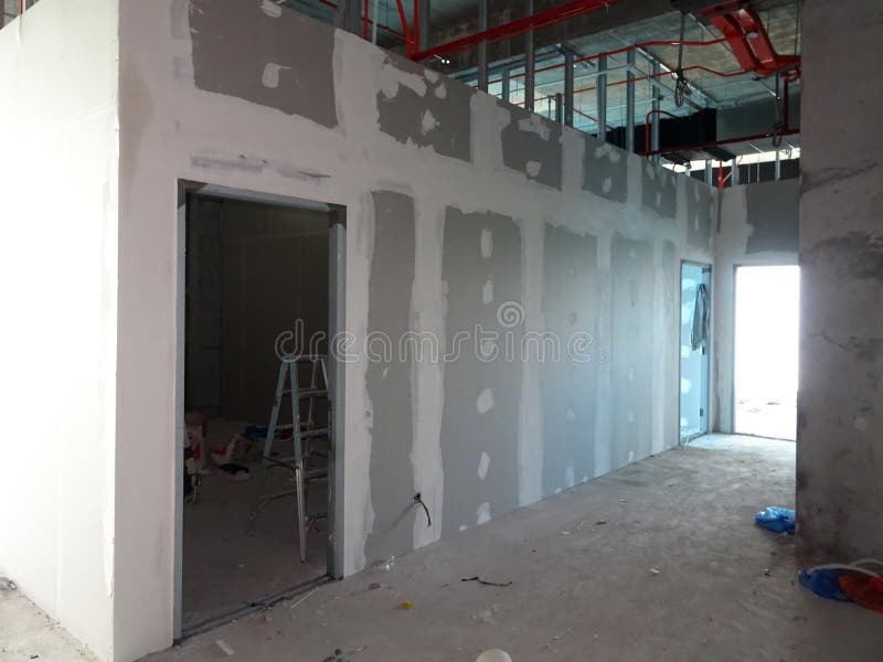 Drywall Installation Work in Progress by Construction Workers at the ...
