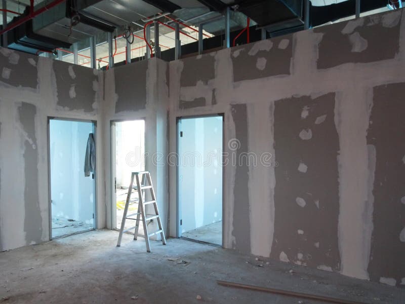 Drywall Installation Work in Progress by Construction Workers at the ...