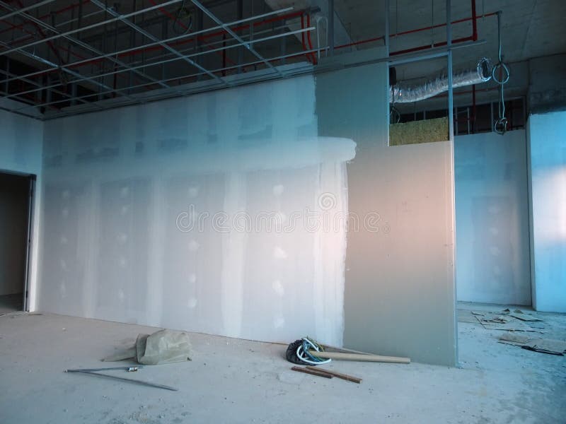 Drywall Installation Work in Progress by Construction Workers at the ...