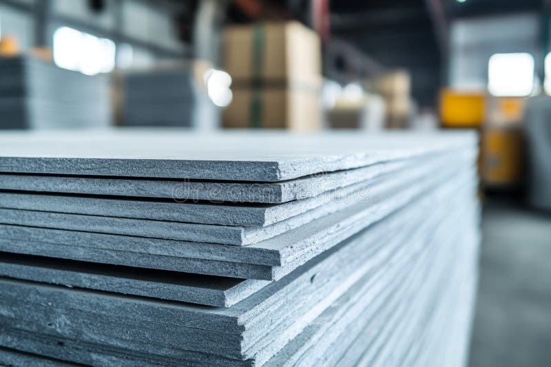 Drywall Panels Stacked and Ready for Use in a Warehouse, Symbolizing ...