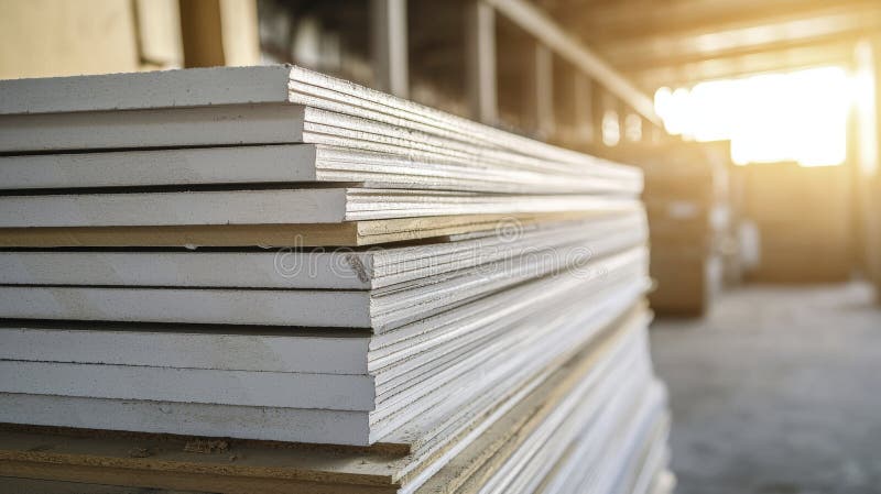 Drywall Sheets Leaning Against Wall in Warehouse Construction Materials ...