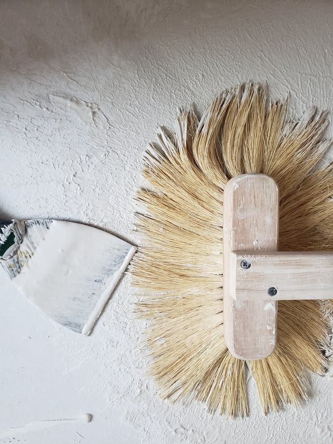 Slap Stick Ceiling Texture. Crow S Feet Bristle Brush on Wall Stock ...