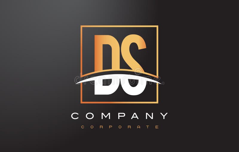 DS D S Golden Letter Logo Design with Gold Square and Swoosh. Stock ...