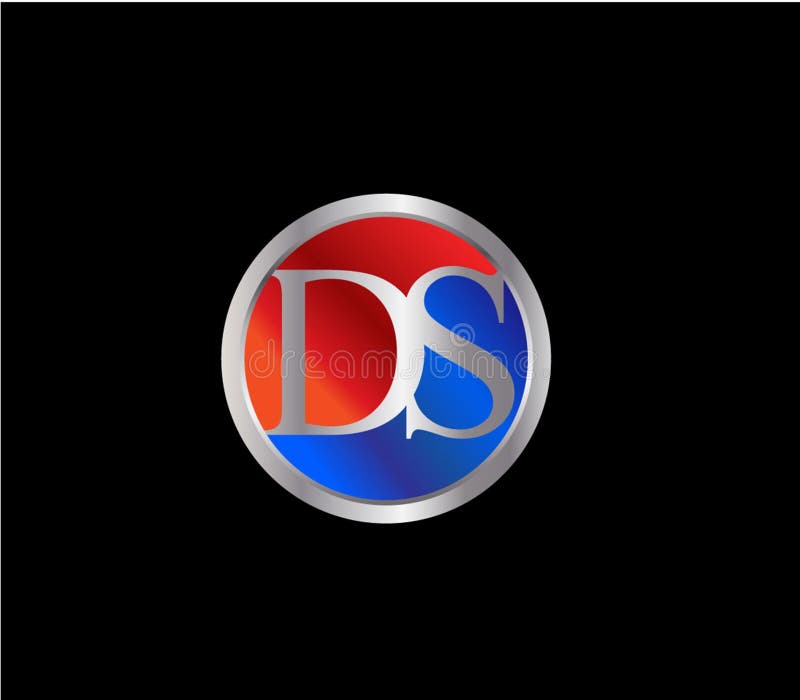 DS Initial Circle Shape Red Blue Silver Color Later Logo Design Stock ...