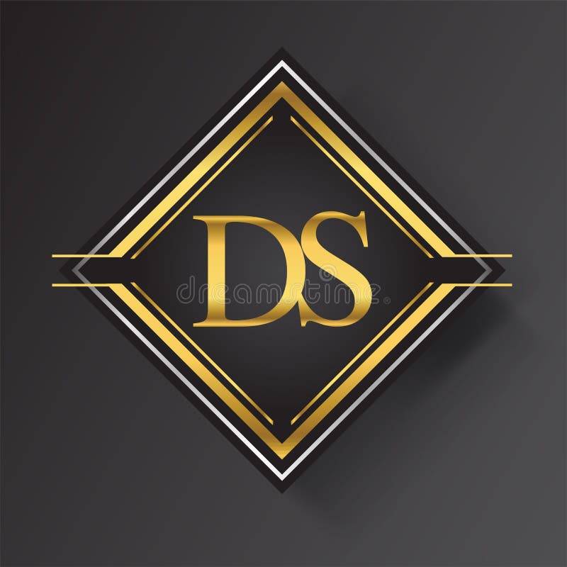 DS Letter Logo in a Square Shape Gold and Silver Colored Geometric ...
