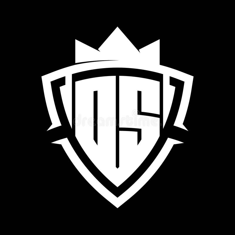 DS Letter Monogram with Triangle Curve Shield Shape with Crown White and Black Background Color ...