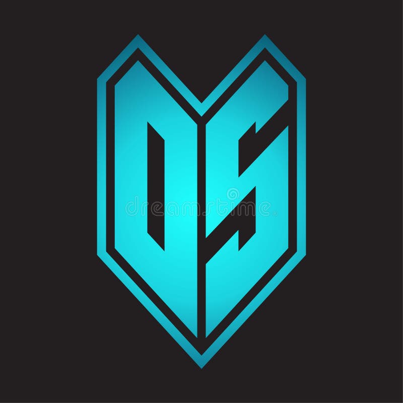 DS Logo Monogram with Emblem Line Style Isolated on Blue Gradient ...