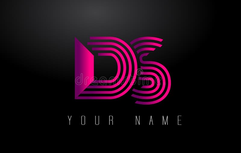 DS Magenta Lines Letter Logo. Creative Line Letters Vector Template ...