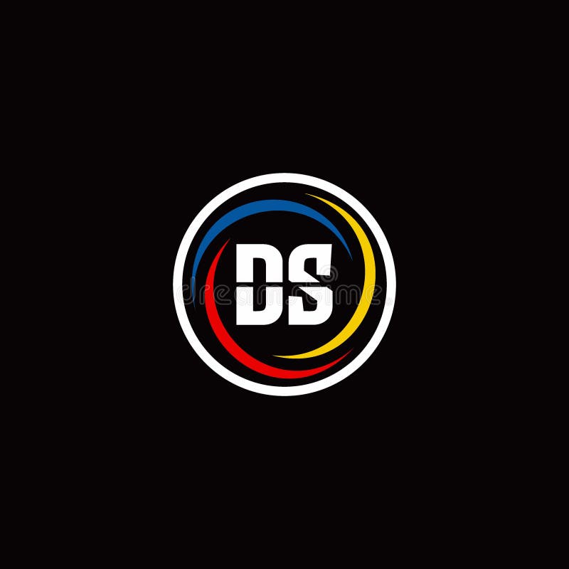 DS Monogram Logo Isolated on Circle Shape with 3 Slash Colors Rounded ...