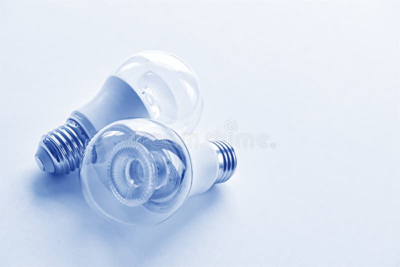 LED Light Bulbs in Monochrome Blue Stock Image - Image of blue ...