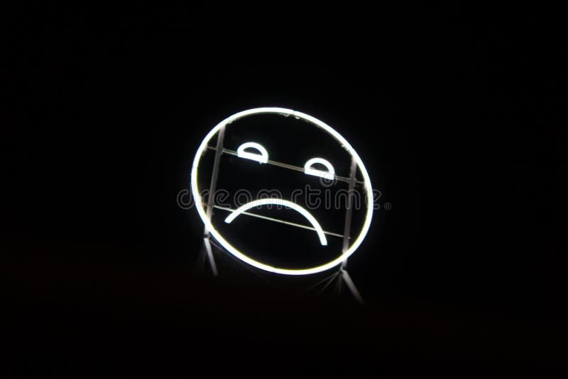 Sad Neon Light Smiley at Night Stock Image - Image of night, neon ...