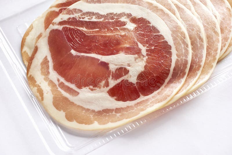 Raw Round Sliced Bacon Background Stock Photo - Image of belly, fatty ...