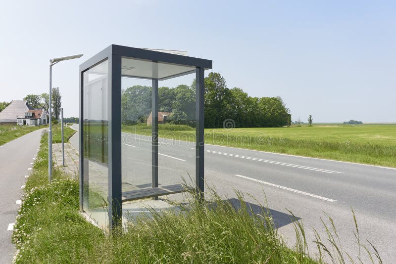 Bus Stop Shelter in a Rural Area Stock Image - Image of public, glass ...