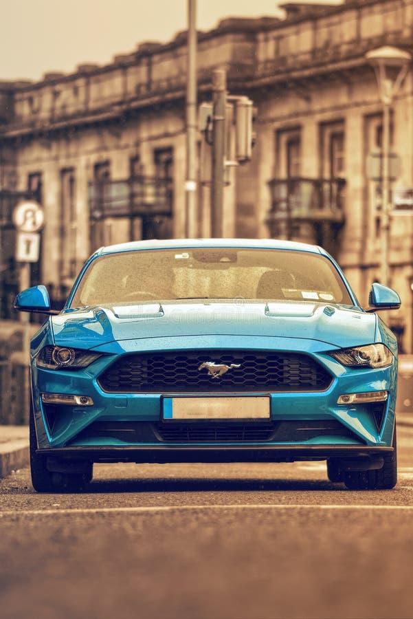 Blue Mustang Car in the Streets of Galway City Editorial Stock Image ...