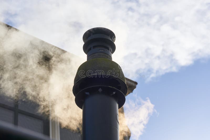 Chimney with Smoke from Natural Gas Heating Stock Photo - Image of ...