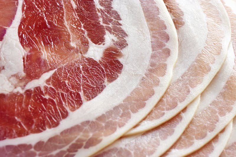 Closeup of Raw Round Sliced Bacon Stock Image - Image of macro, fillet ...