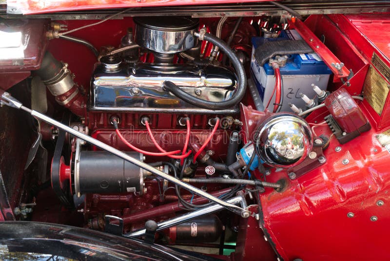 MG TD Car Engine. Automobile from 1953. Editorial Photo - Image of ...