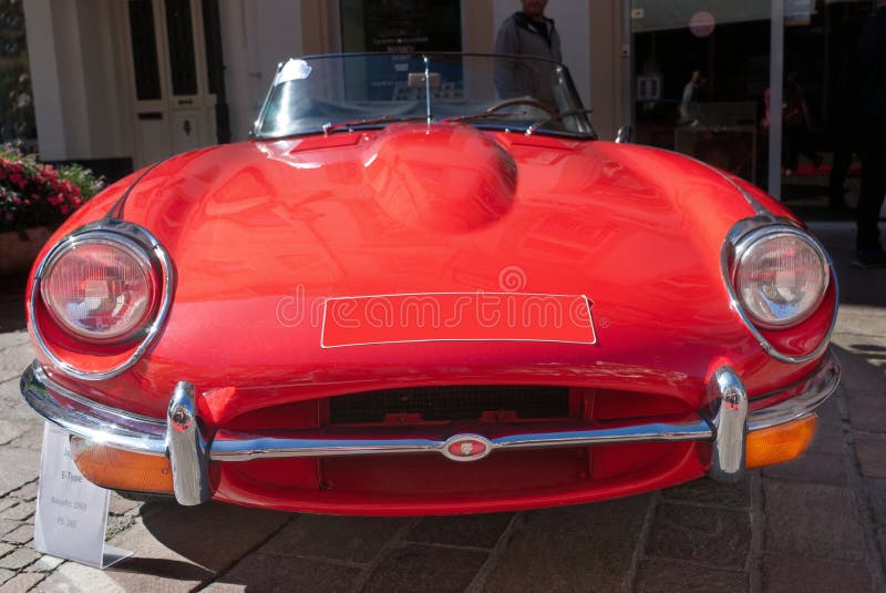 Red Jaguar E-Type Convertible Automobile from 1969 Editorial Stock ...