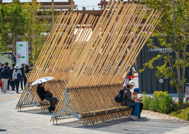 Public Rest Area Featuring Sustainable Bamboo Chairs for Visitors at ...