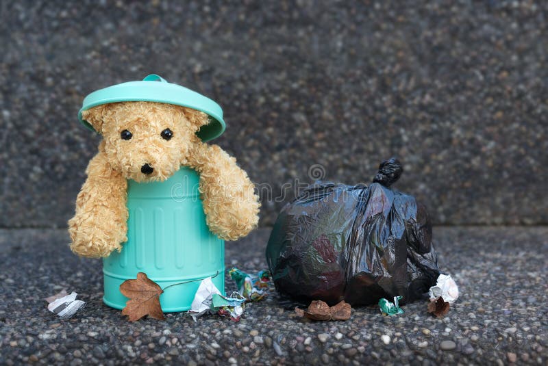Dumped Pet in a Trash Can and Garbage Bag Outdoor Street Stock Photo ...