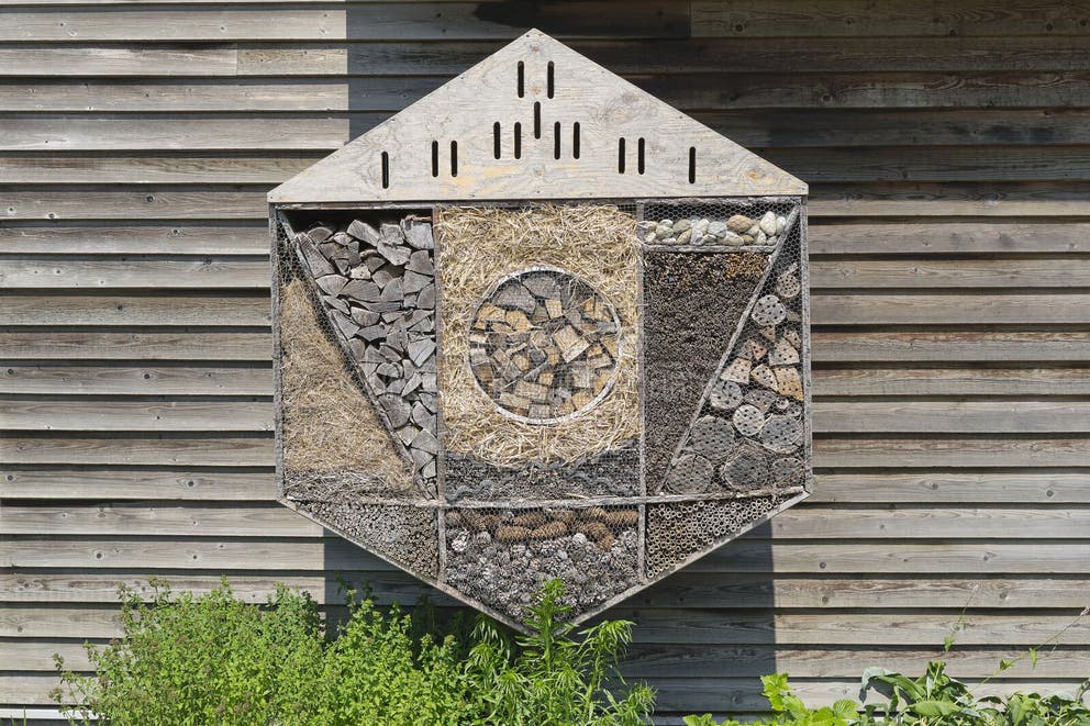 Large Insect Hotel in the Shape of a Hexagon Stock Photo - Image of ...