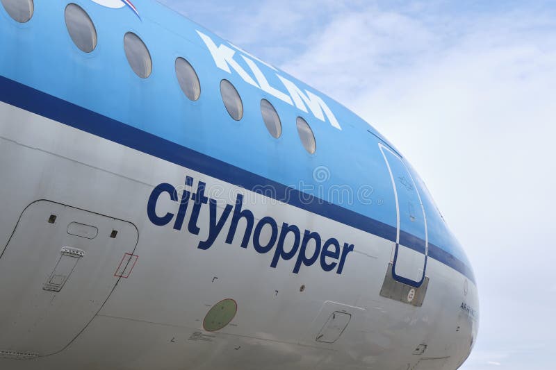 The Front of the KLM Cityhopper at the Schiphol Airport Editorial Stock ...