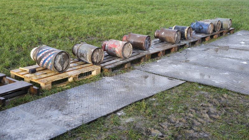 Old Milk Cans Lying in a Row during the Carbide Shooting Tradition in ...