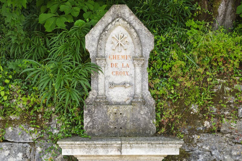 The Chemin De La Croix Sign in Rocamadour France Stock Image - Image of ...