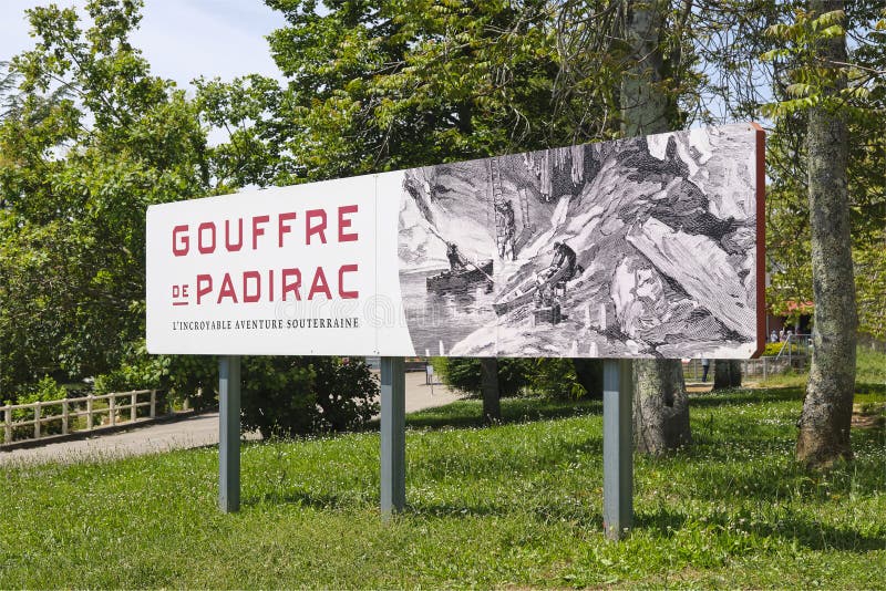 Signpost Near the Entrance of Gouffre De Padirac in Southern France ...