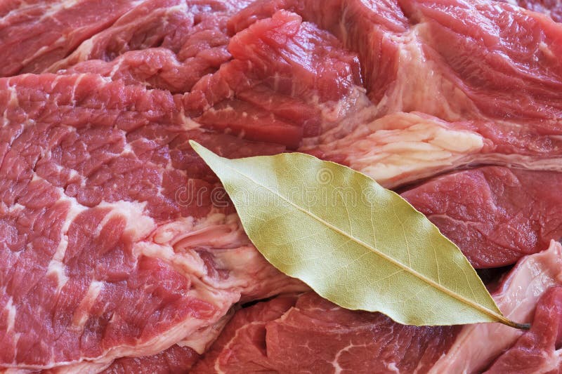 Closeup of Raw Shoulder Top Blade Beef Meat with Bay Leaf Stock Image ...