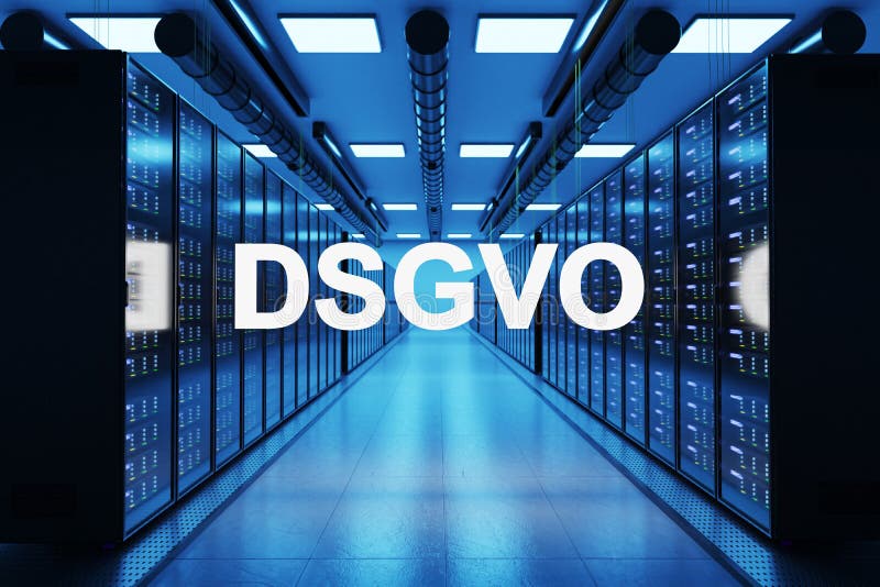 Dsgvo Logo in Large Modern Data Center with Multiple Rows of Network ...