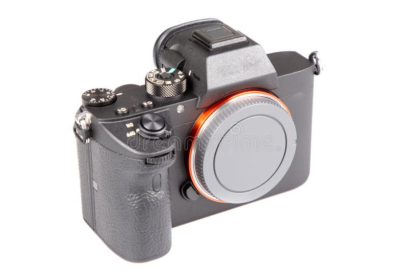 DSLR Black Camera in Front View with No Lens Stock Image - Image of ...