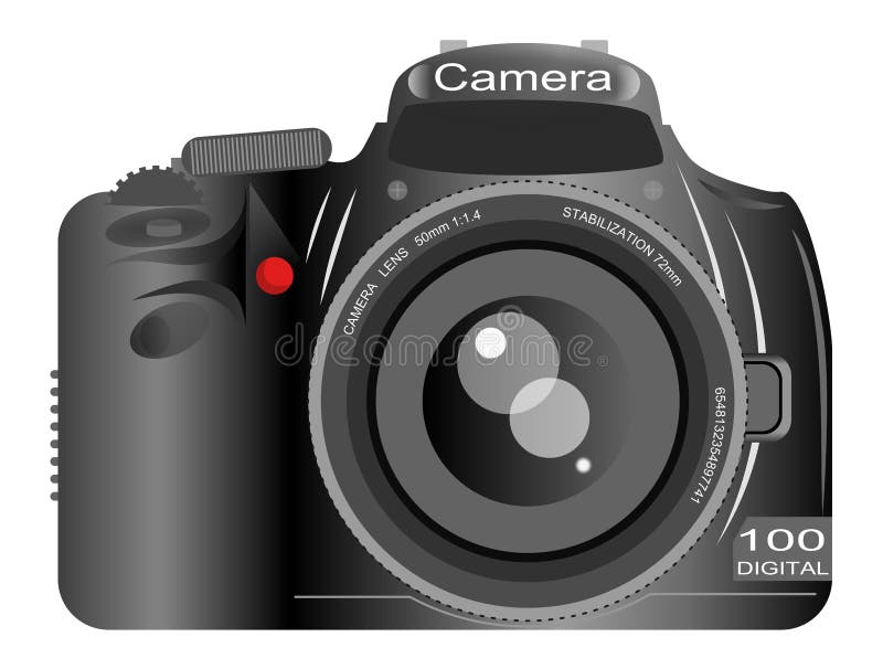 DSLR Camera - front view stock illustration. Illustration of industry ...