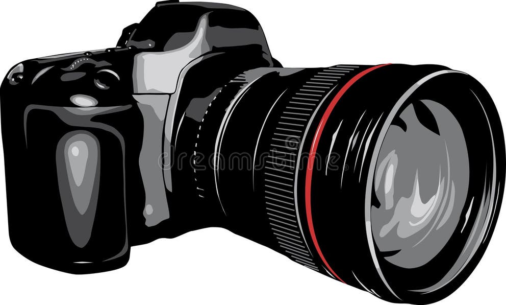 DSLR Camera. stock vector. Illustration of object, black - 8373308