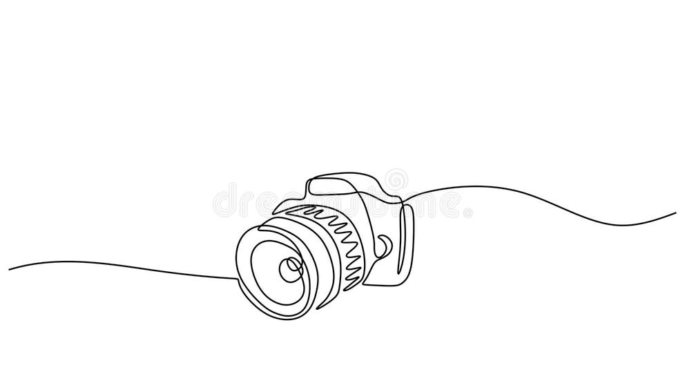 DSLR Camera Continuous One Line Drawing, Vector Illustration Editable ...