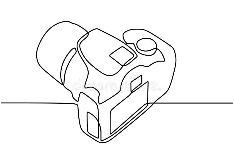 DSLR Camera Continuous One Line Drawing. Vector Minimalism Hand Drawn ...