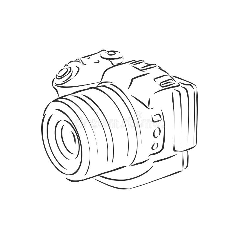 DSLR Camera Illustration with Brushwork . Camera, Vector Sketch ...