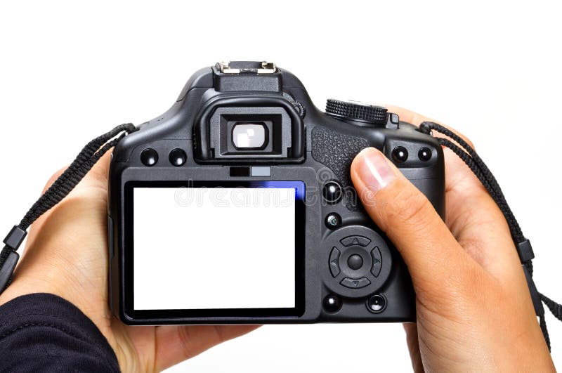 DSLR Camera Isolated on White Stock Image - Image of screen, dslr: 21864551
