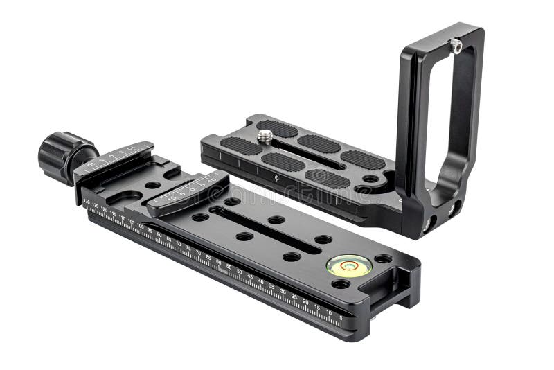 DSLR Camera L-bracket with Quick Release Nodal Slide Rail Isolated on ...