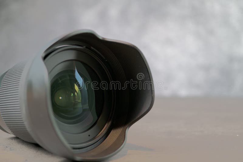 Dslr Camera Lense, Close-up View on Table with Smooth Background Stock ...