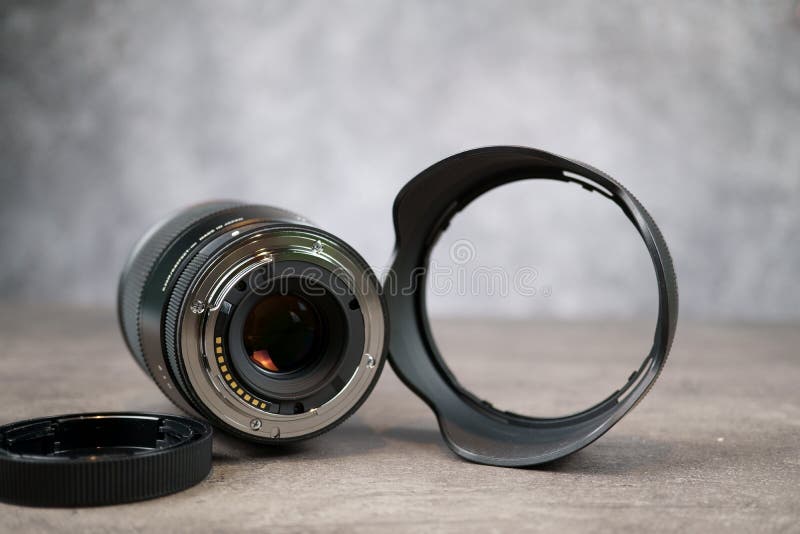 Dslr Camera Lense, Close-up View on Table with Smooth Background Stock ...