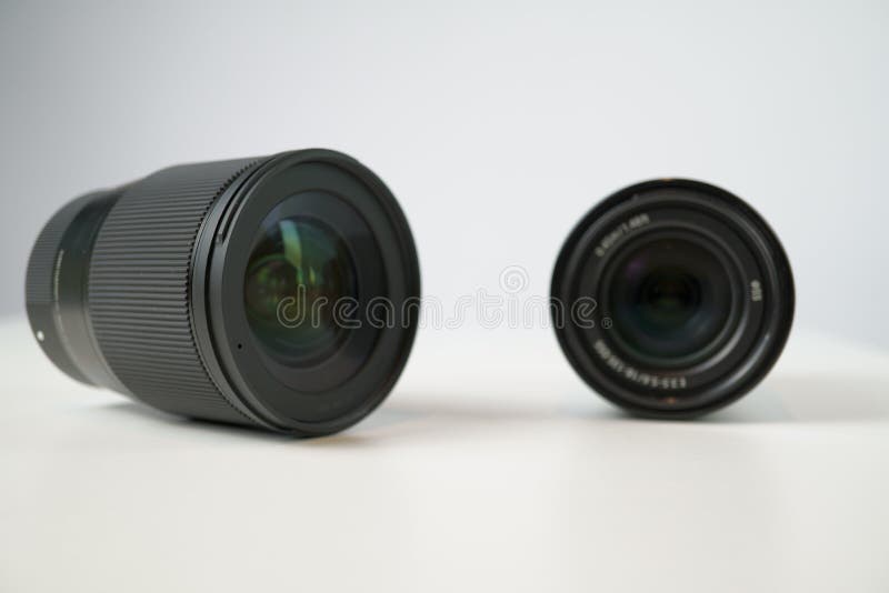 Dslr Camera Lense, Close-up View on Table with Smooth Background Stock ...