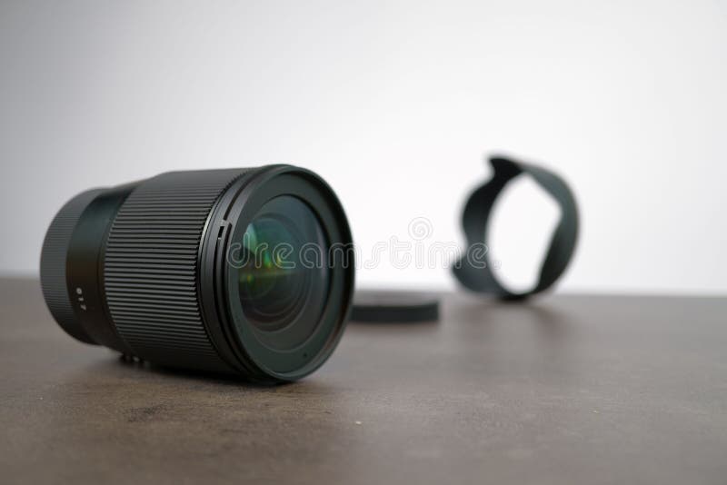 Dslr Camera Lense, Close-up View on Table with Smooth Background Stock ...