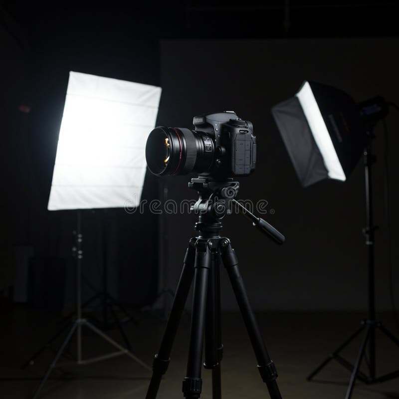 A DSLR Camera Mounted on a Tripod is Set Up in a Professional ...