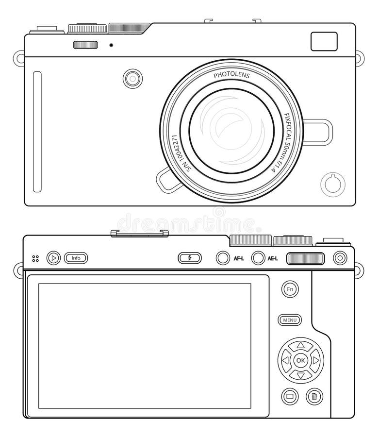 DSLR Camera Outline stock vector. Illustration of mirrorless - 67433937