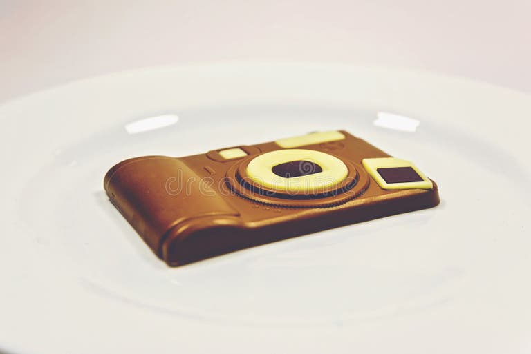 DSLR Camera Shaped Chocolate Stock Photo - Image of handmade, lens ...