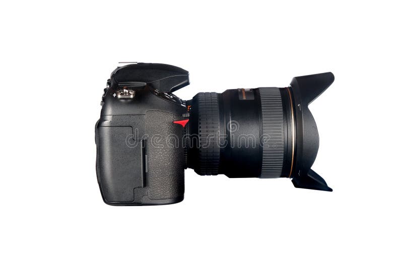 DSLR camera on white stock photo. Image of side, camera - 16460806